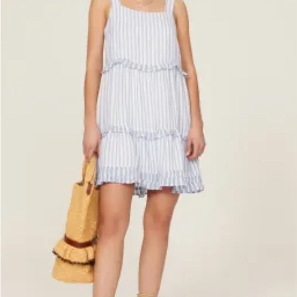 Rails | Dresses | Rails Blue And White Striped Linen Dress With Ruffles ...